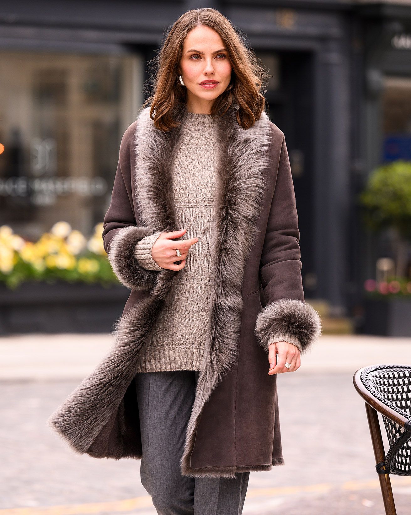 British Textured Stitch Funnel Neck Jumper