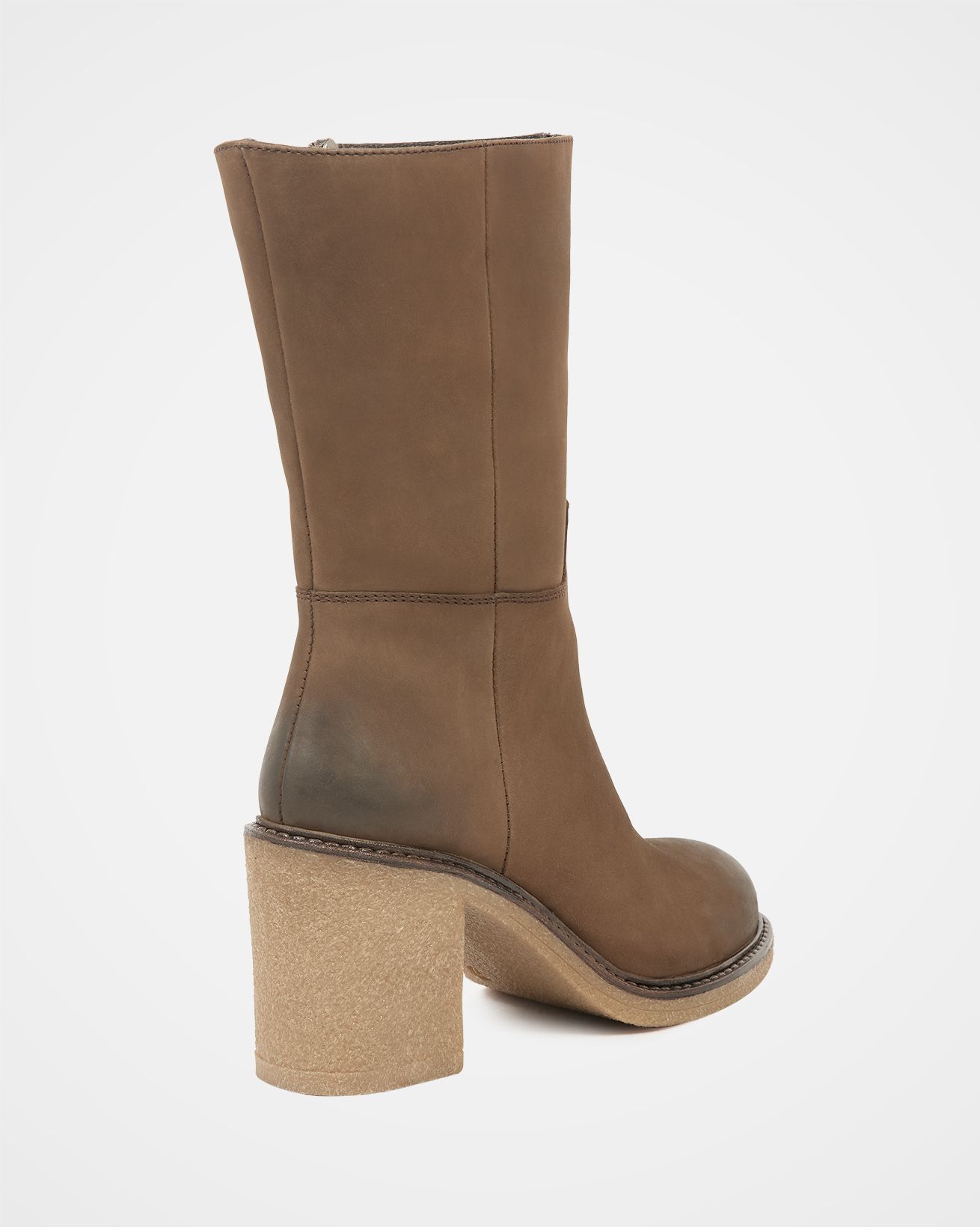 Crepe Block Heel Ankle Boots