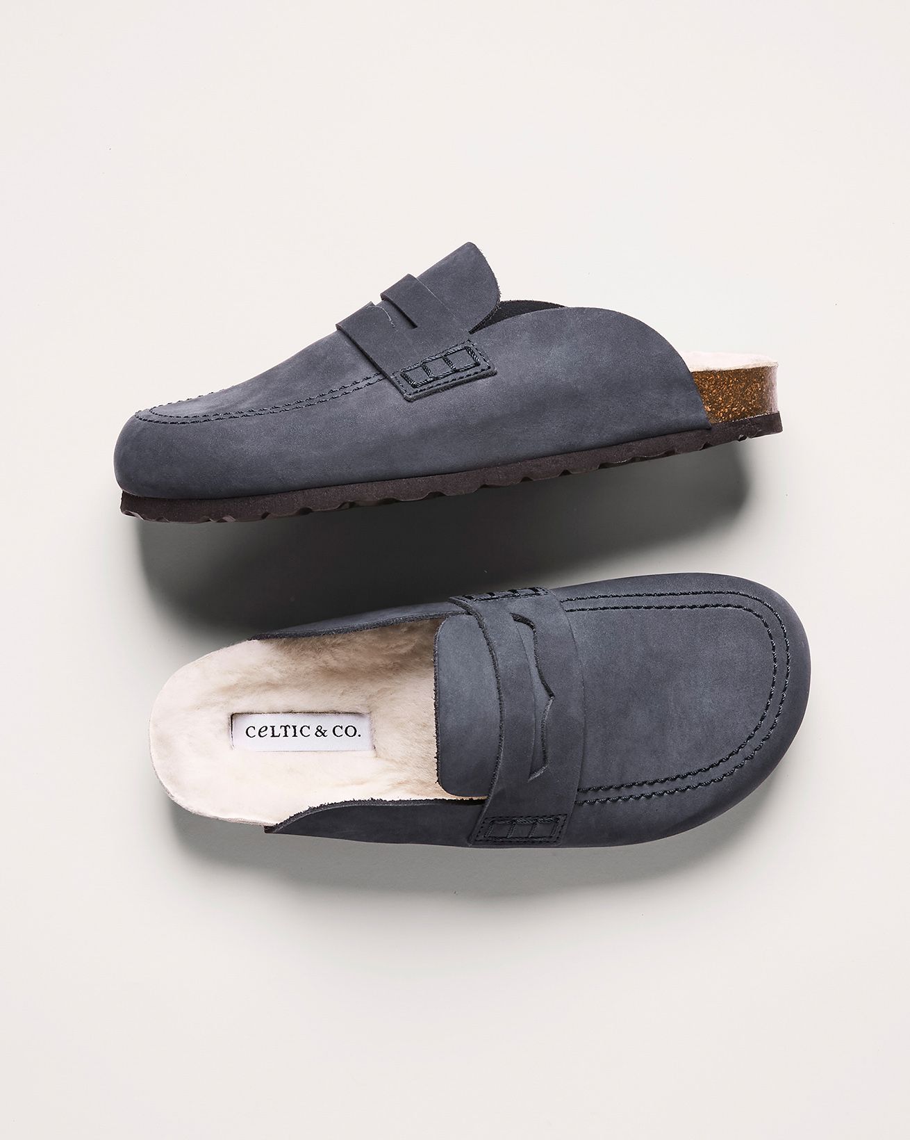 Sheepskin Lined Penny Loafer Clogs