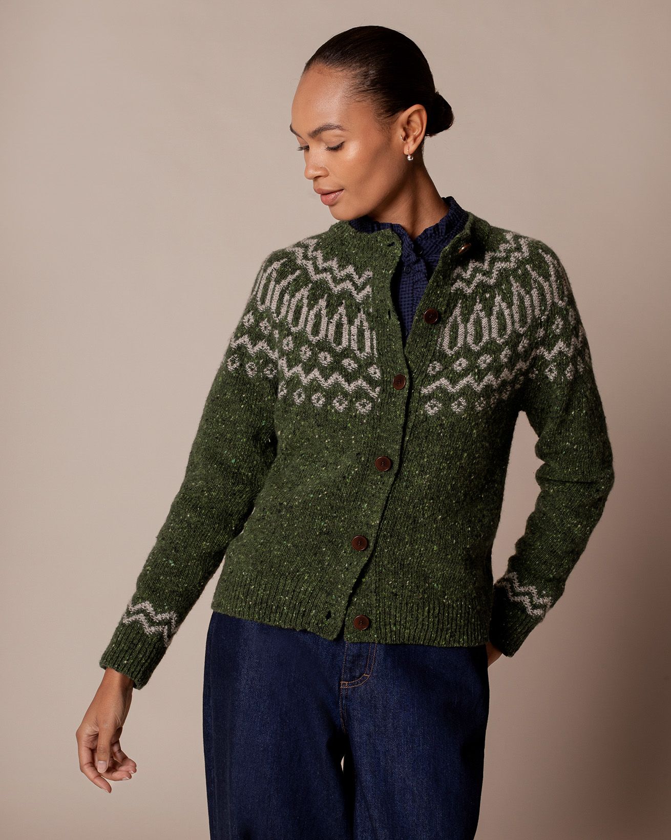 Donegal Two Tone Fair Isle Cardigan