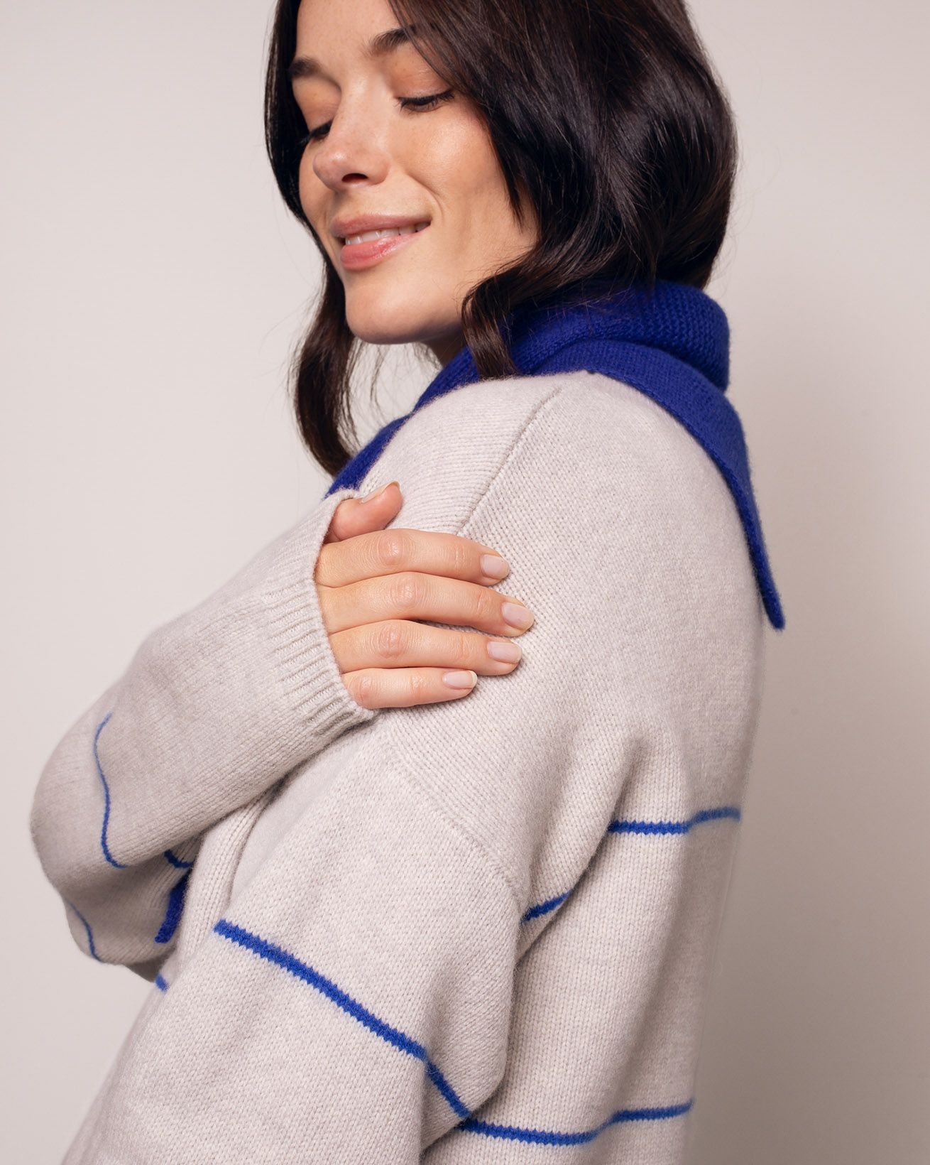 Merino Blend Split Hem Slouch Funnel Neck Jumper