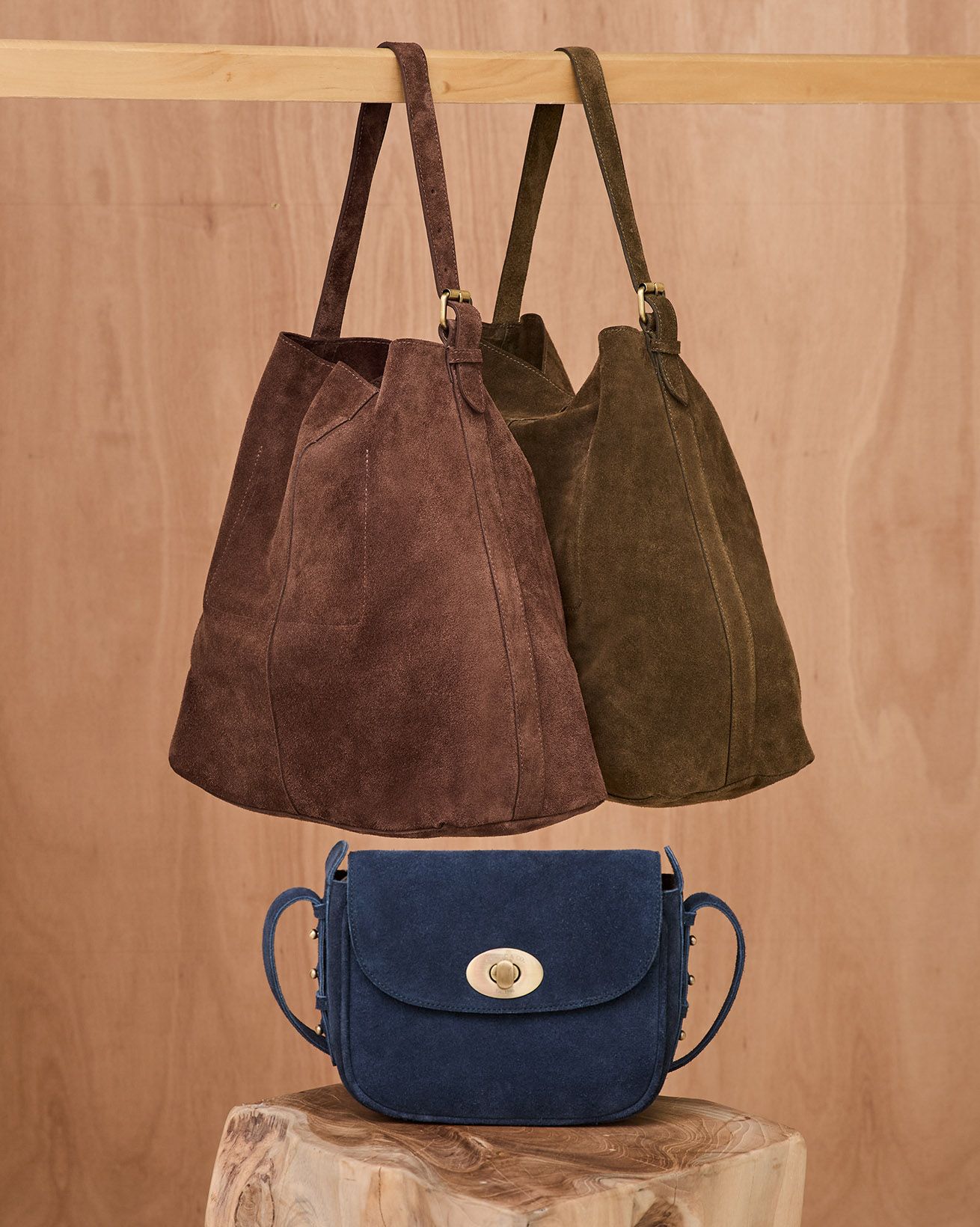 Suede Twist Lock Mini Cross Body Bag