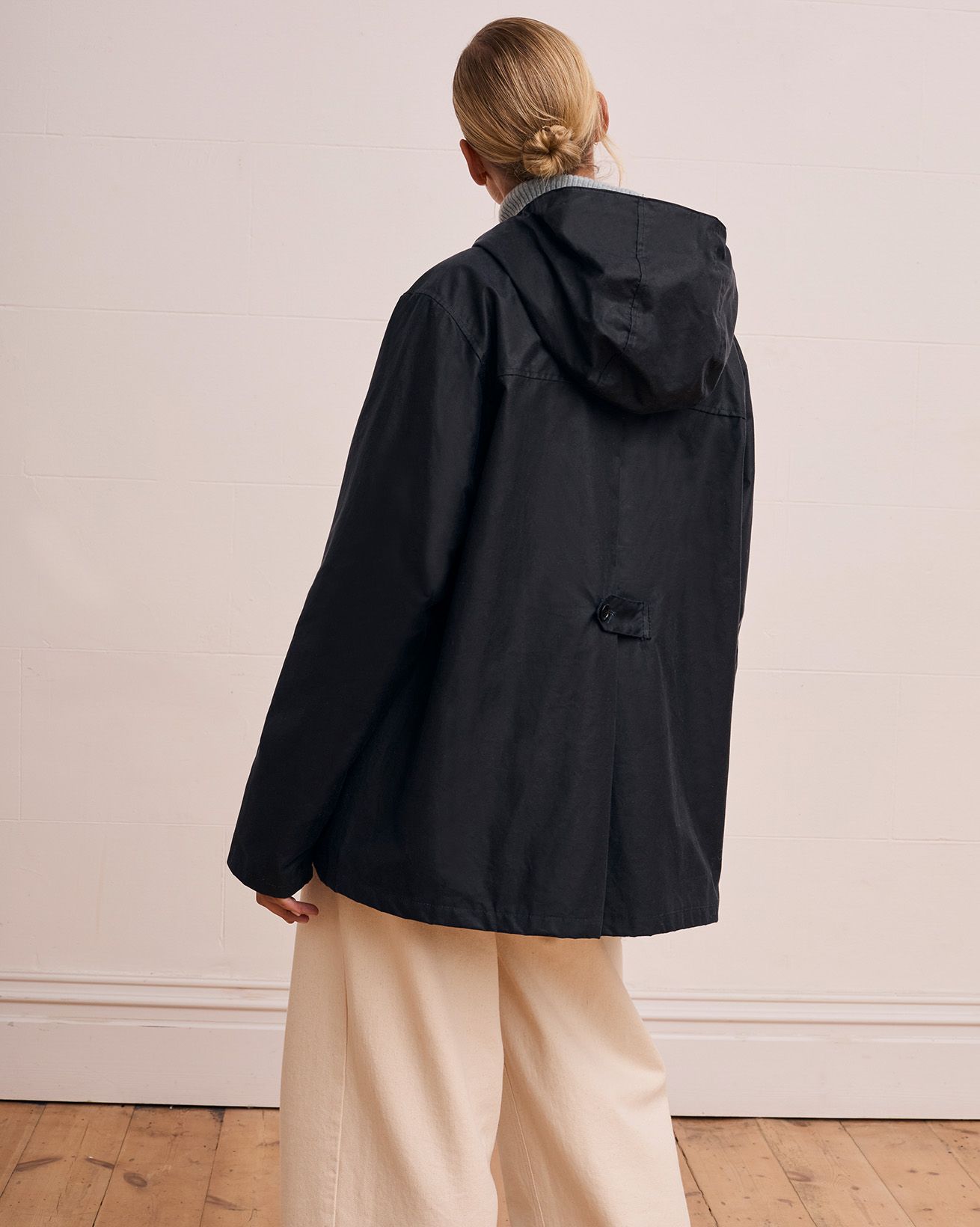 Waxed Cotton Pleat Back Jacket